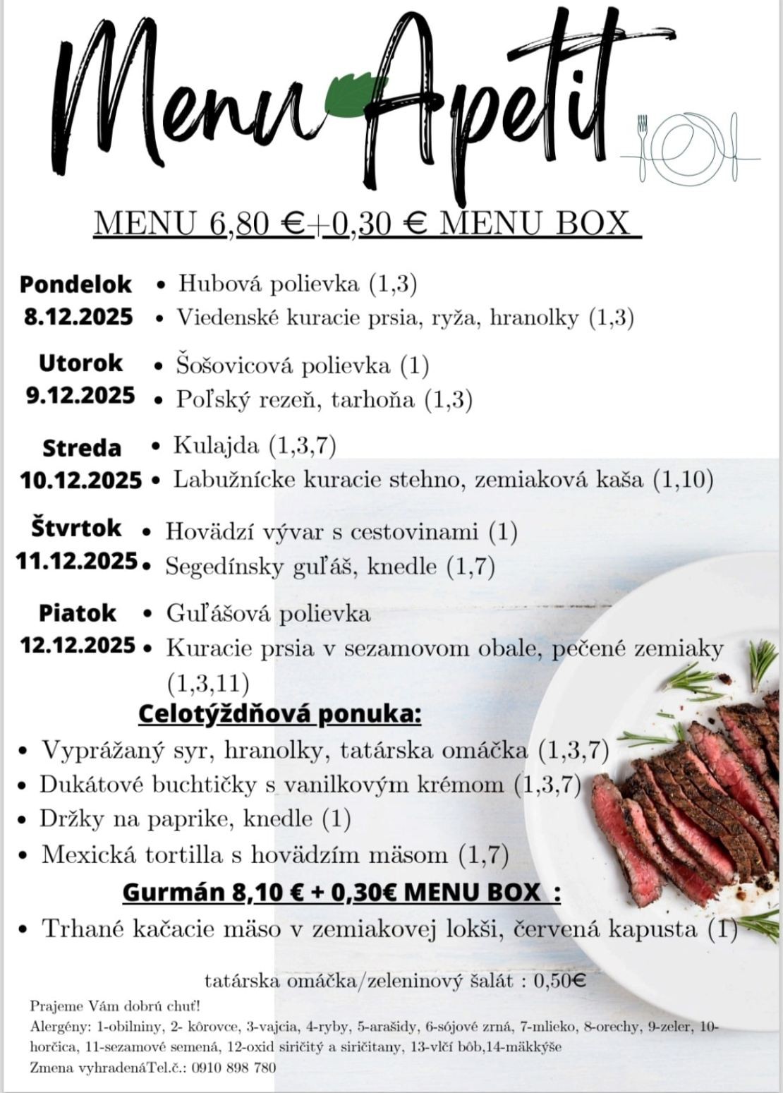 Denné menu Apetit reštaurácia, Rožňava | restauracie.sk