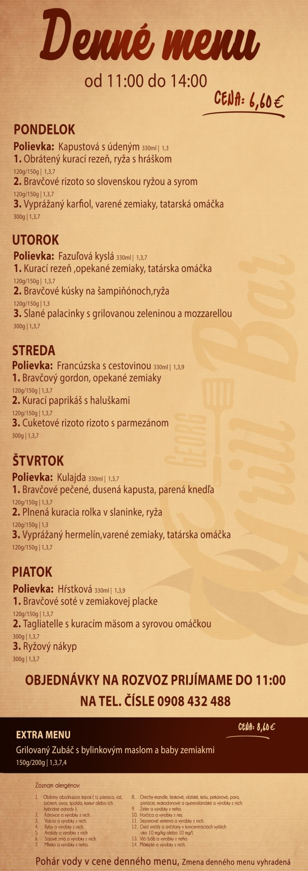 Denné menu Pohostinstvo Trnavská, Sereď | restauracie.sk