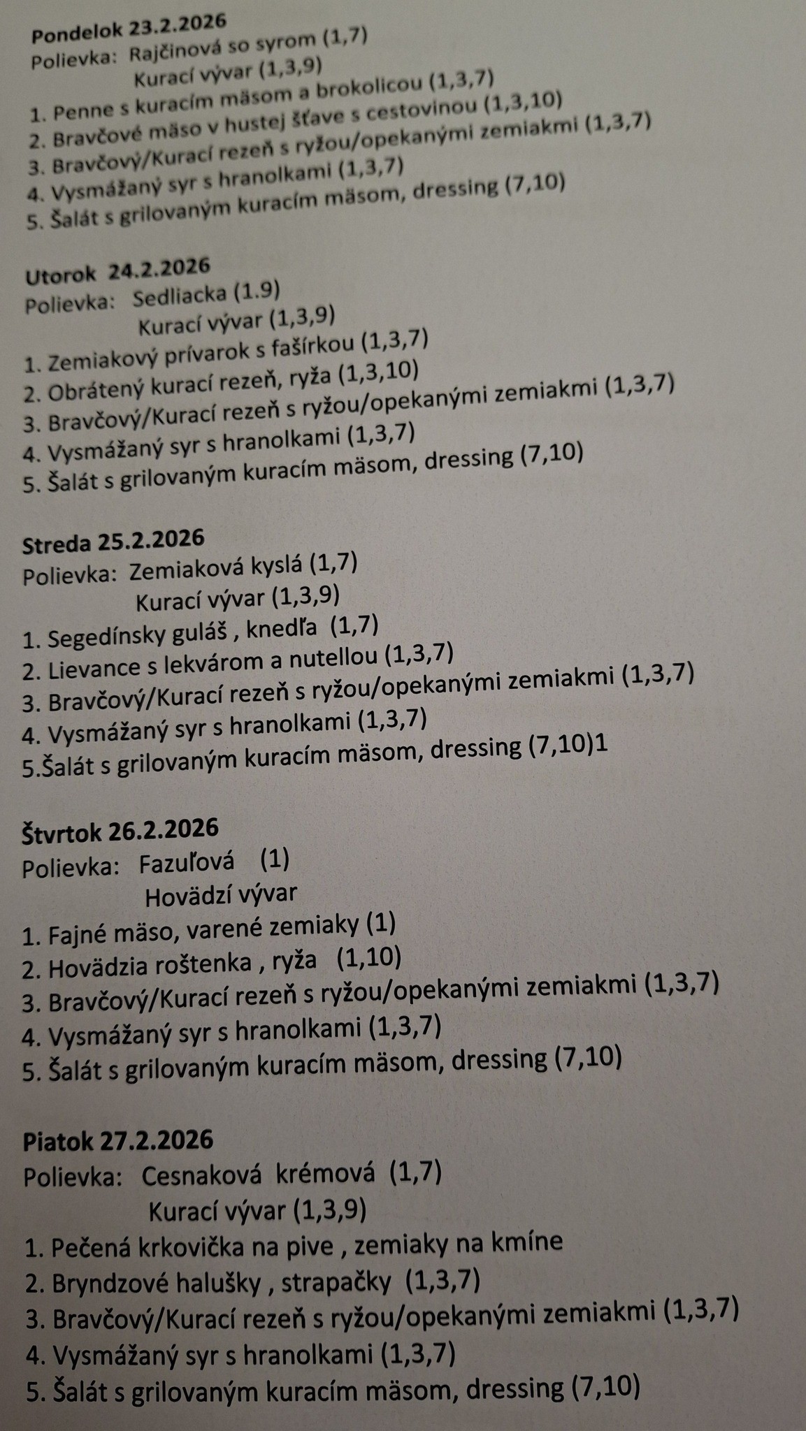 Denné menu Sereď - zoznam menu | restauracie.sk