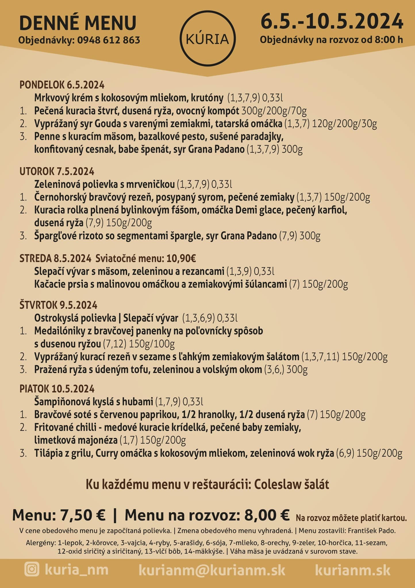 Denné menu Nové Mesto nad Váhom - zoznam menu | restauracie.sk