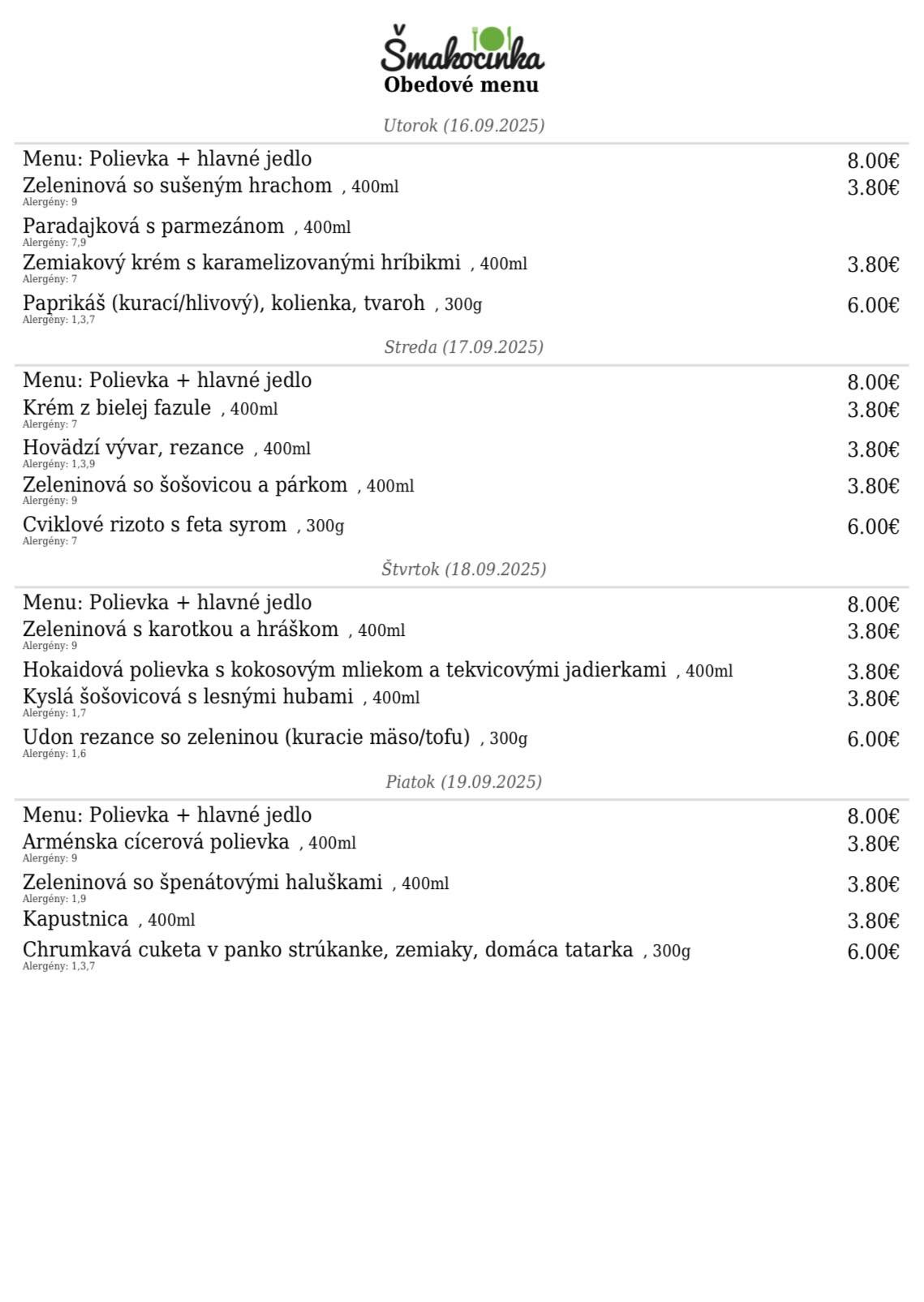 Denné menu Restauracia & Pub Merkur, Trnava | restauracie.sk