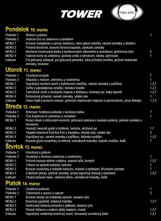 Denné menu Fajne Jedlo Tower, Bratislava | restauracie.sk