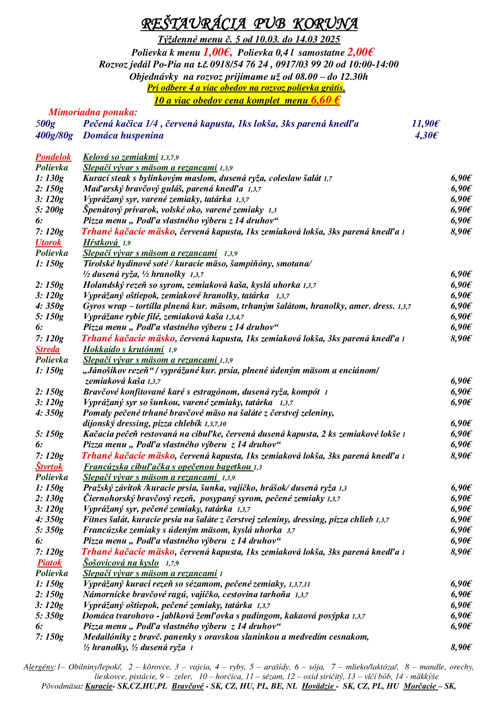 Denné menu Bulgur Reštaurácia, Trenčín | restauracie.sk