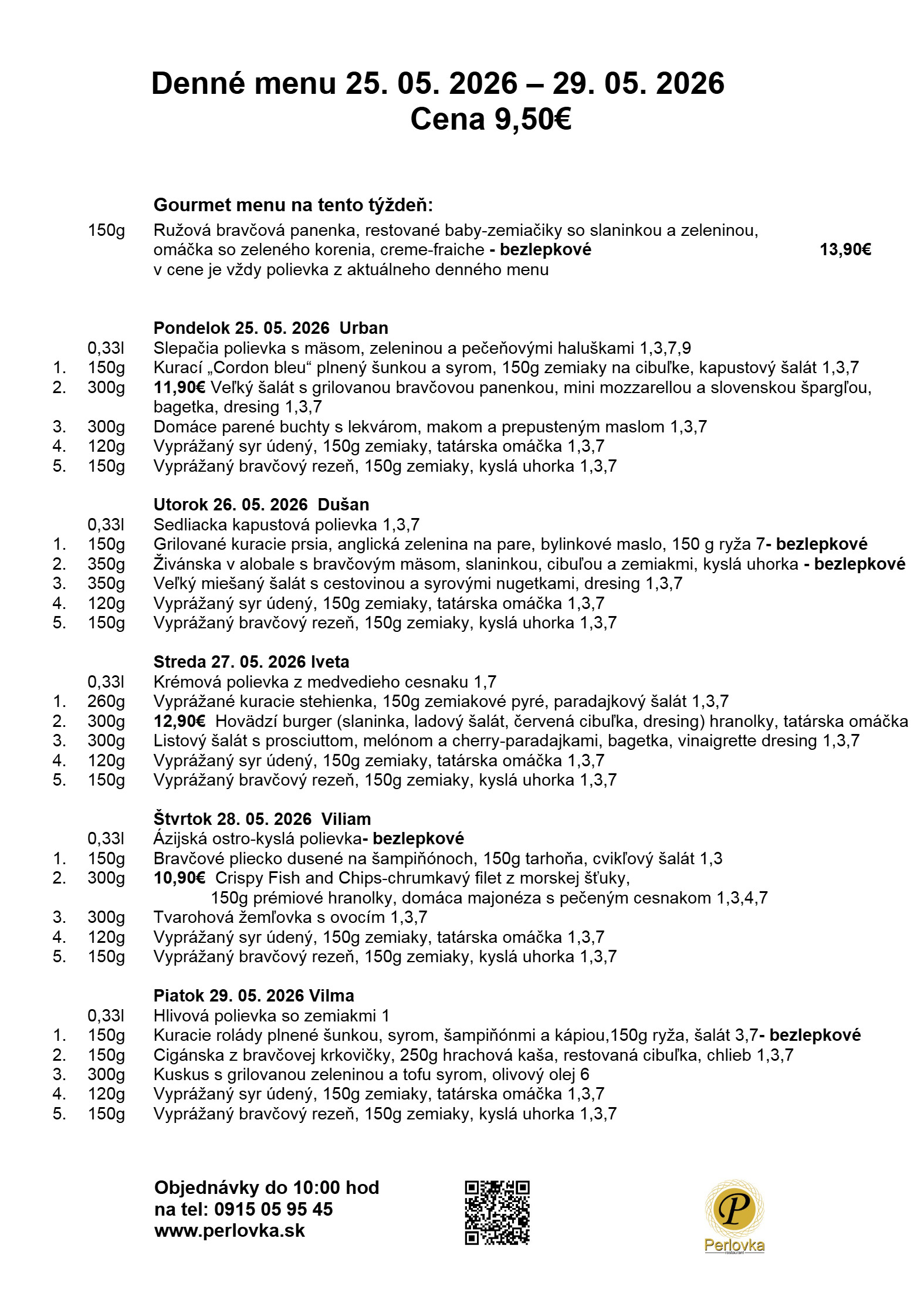 Denné menu Sereď - zoznam menu | restauracie.sk