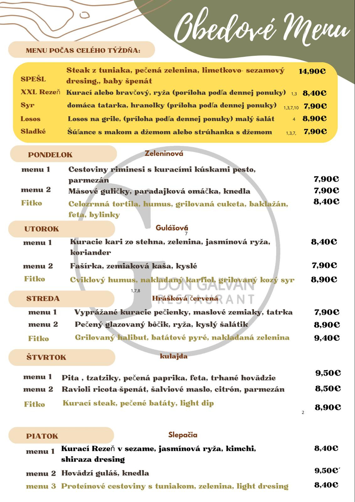 Denné menu Šaľa - zoznam menu | restauracie.sk