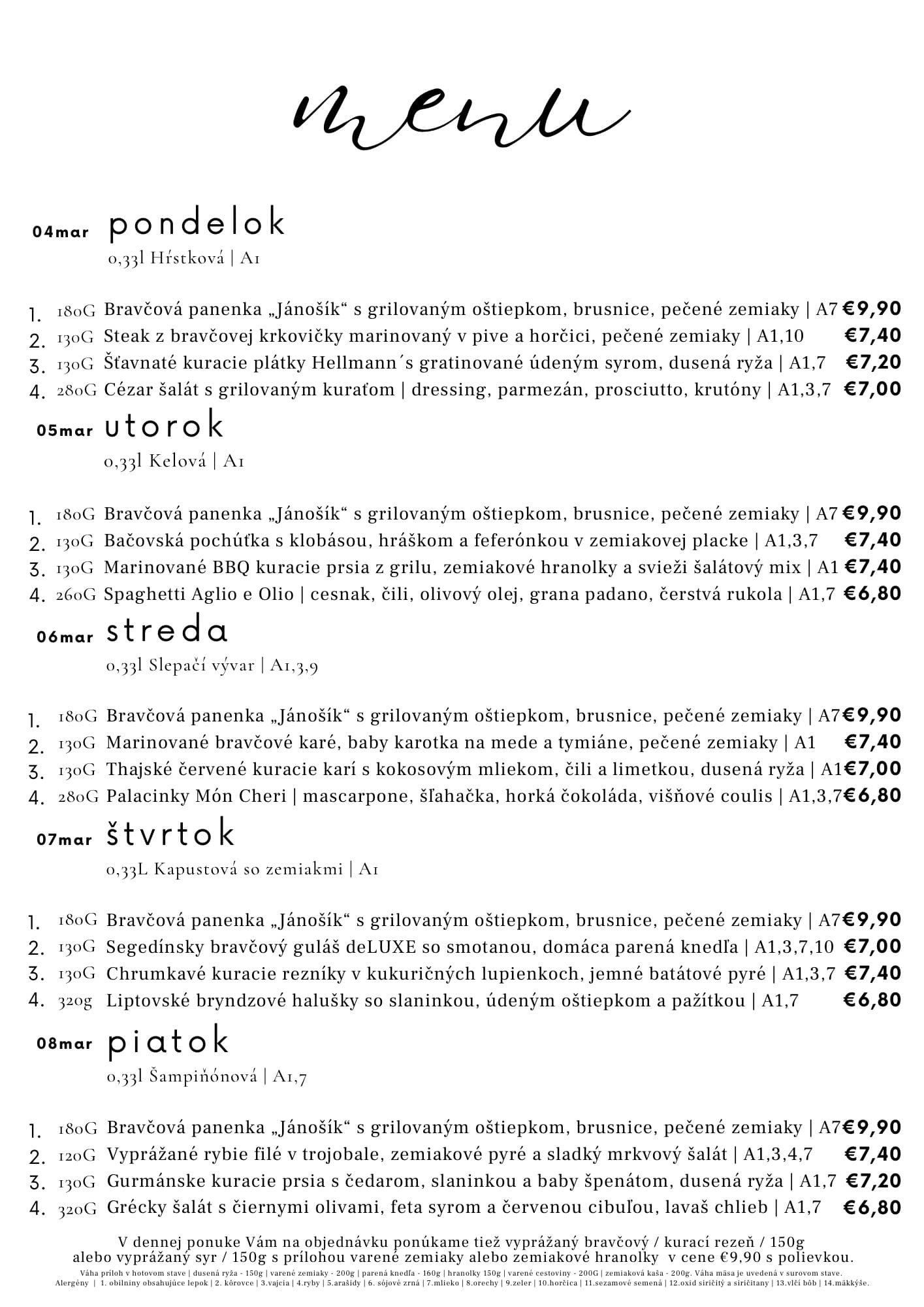 Denné menu Kebab u Petra, Čadca | restauracie.sk